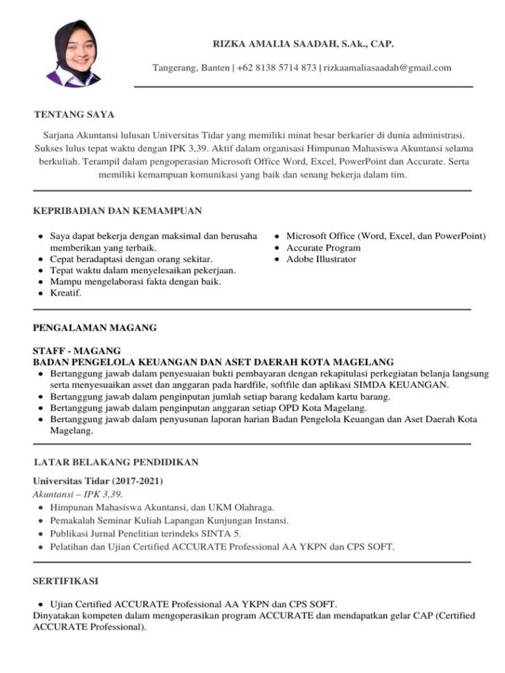 Contoh CV Fresh Graduate dengan dan Tanpa Pengalaman Kerja | Future Skills