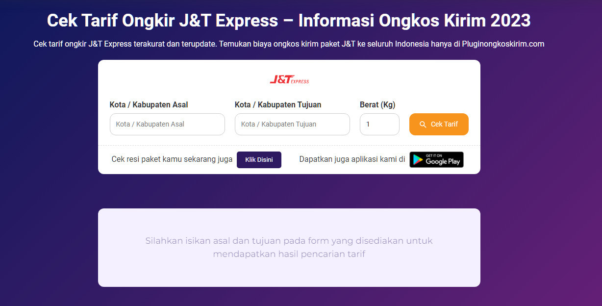 Cek Tarif Ongkir J&T Express - Informasi Ongkos Kirim 2023