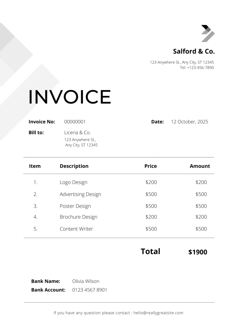 Download Template Invoice Gratis Di Sini, Tinggal Edit Saja! - Plugin ...