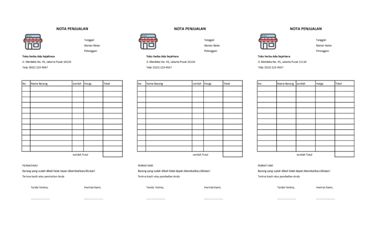 Unduh Template Nota Kosong Mudah Diedit dan Tambah Logo - Plugin Ongkos ...