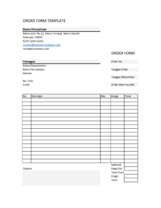Contoh Order Form Template Gratis, Unduh di Sini! - Plugin Ongkos Kirim