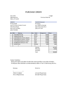 Download Purchase Order Template Gratis untuk Bisnis, [Excel & Word ...