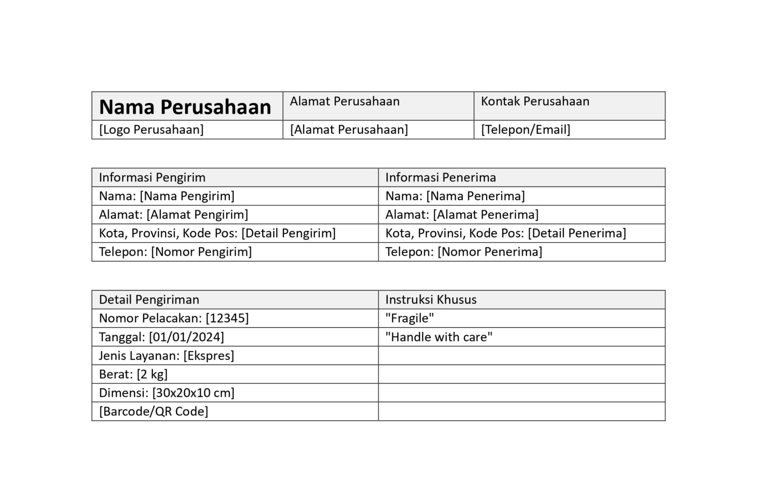 Unduh Shipping Label Template Gratis Di Sini - Plugin Ongkos Kirim