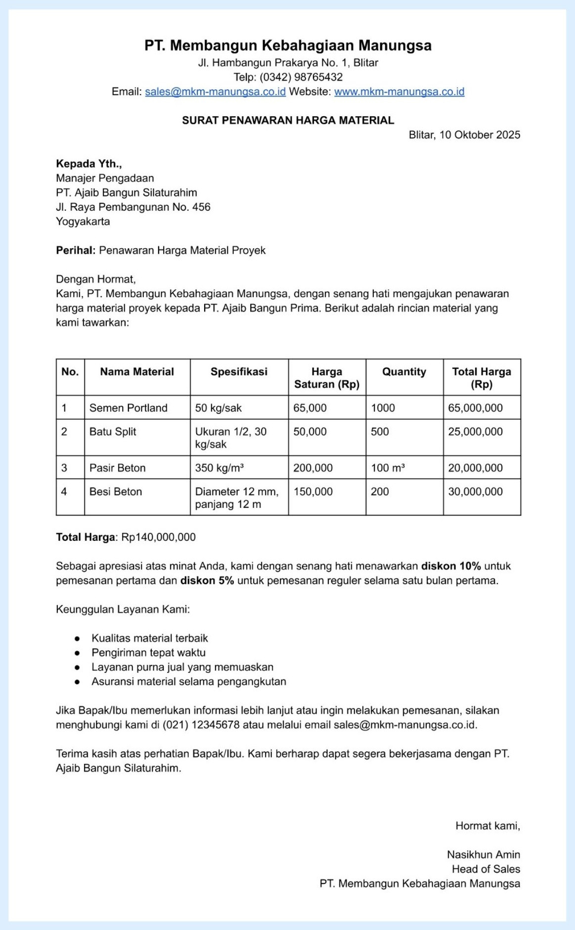 3 Contoh Surat Penawaran Harga Barang dan Jasa - Plugin Ongkos Kirim