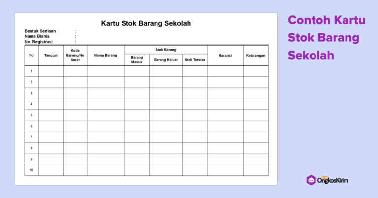 7+ Contoh Kartu Stok Barang Lengkap [Excel, Word, PDF] - Plugin Ongkos Kirim